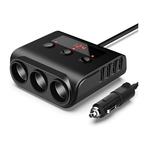 3 Socket Cigarette Lighter Adapter, 100W, 12V/24V, 4 USB | Tool.com