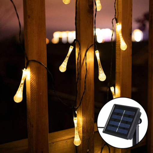 20 ft. 30 LED Outdoor Solar Water Drop String Lights | Tool.com