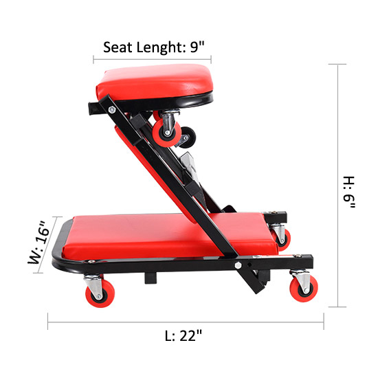 36 Inch Folding Mechanic Creeper, Red | Tool.com