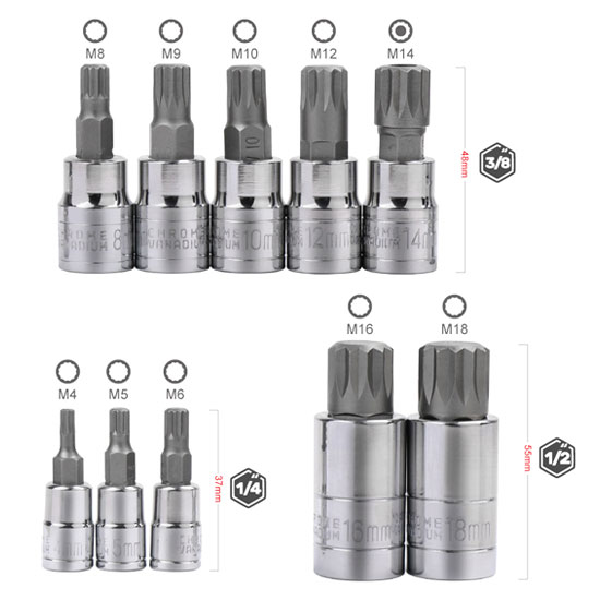 10 Piece Spline Bit Socket Set | Tool.com