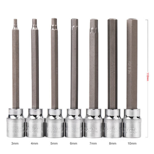 7 Piece Long Hex Bit Socket Set | Tool.com