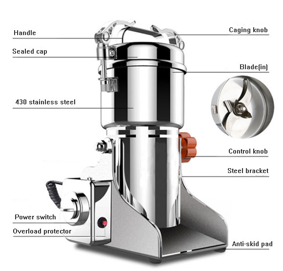 High-Speed Swing Type Electric Grain Grinder, 300g/500g/1000g to 2500g ...