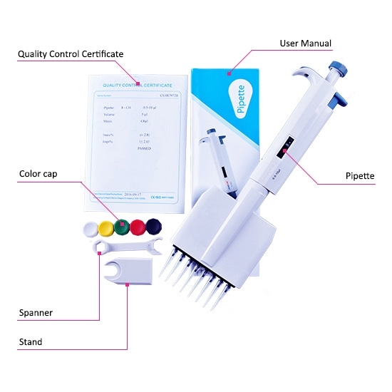 Adjustable Volume Multichannel Micropipette, 0.5-10µl/5-50µl/50-300µl ...