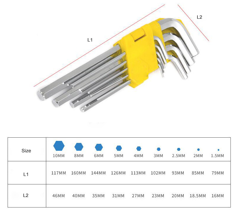 9 Piece Metric Hex Key Set 1 5mm 10mm Tool 9 Piece Metric Hex Key Set 1 5mm 10mm Tool